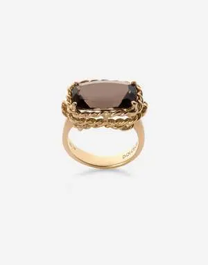 Dolce & Gabbana Anna Ring In Yellow 18kt With Smoky Quartz - Gold