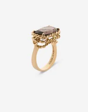 Dolce & Gabbana Anna Ring In Yellow 18kt With Smoky Quartz
