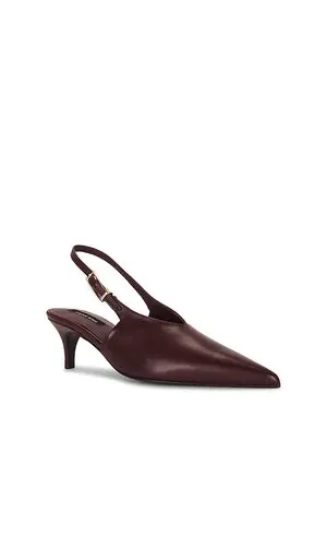 ANINE BING Nelly Buckle Slingback Pump In Brown