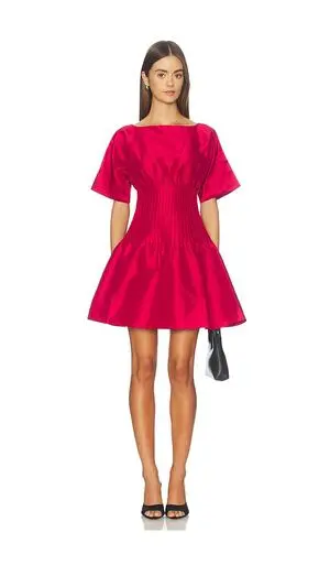 Simkhai Tali Short Sleeve Mini Dress In Red - Lipstick