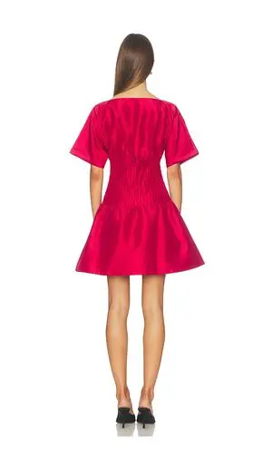 Simkhai Tali Short Sleeve Mini Dress In Red