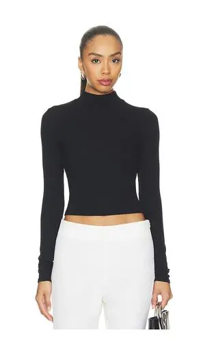 Enza Costa Fluid Silk Rib Mockneck Tee