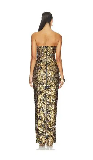 BRONX BANCO Farah Maxi Dress In Metallic Gold