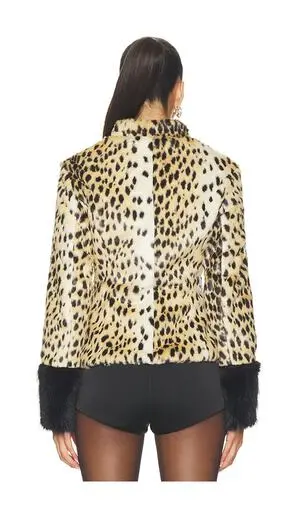 MORE TO COME Alivia Faux Fur Jacket In Beige