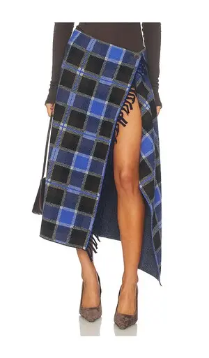 Guest In Residence Tartan Wrap Skirt In Blue - Reservoir Combo