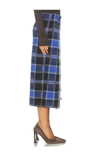 Guest In Residence Tartan Wrap Skirt In Blue