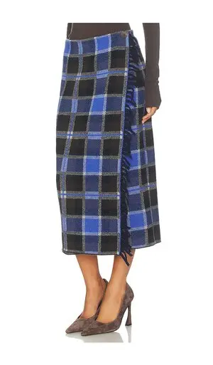 Guest In Residence Tartan Wrap Skirt In Blue
