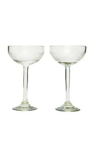 VERVE CULTURE Coupe Glasses Set Of 2 In Green - Clear