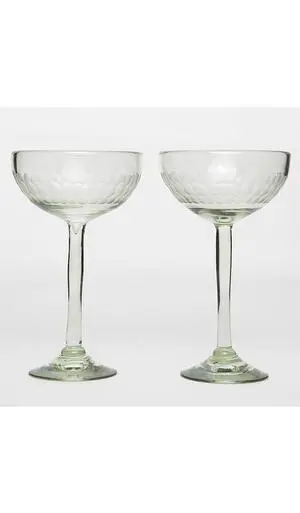 VERVE CULTURE Coupe Glasses Set Of 2 In Green