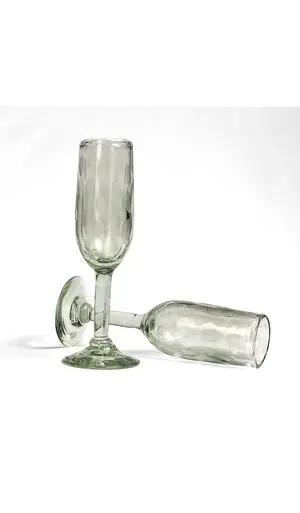 VERVE CULTURE Etched Champagne Set Of 2 In Green