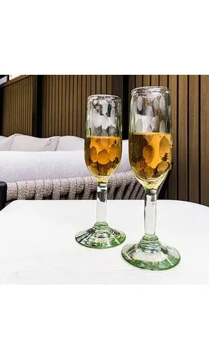 VERVE CULTURE Etched Champagne Set Of 2 In Green