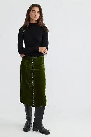 LISA SAYS GAH Luanne Midi Skirt - Emerald Green