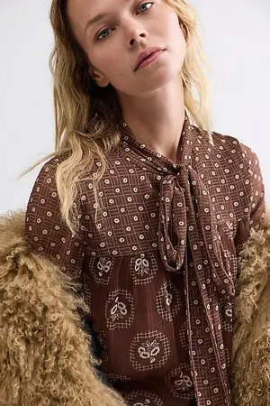 Anna Sui Silk Tie Blouse - Chocolate