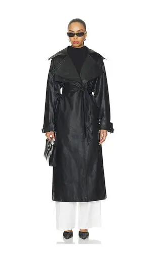 Superdown Astra Faux Leather Trench - Black