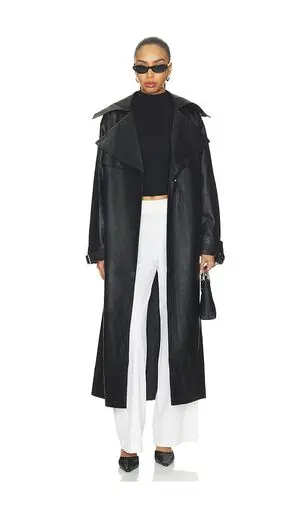 Superdown Astra Faux Leather Trench