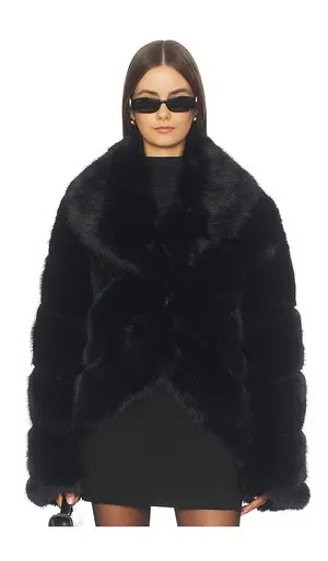 OW Milan Faux Fur Jacket - Black