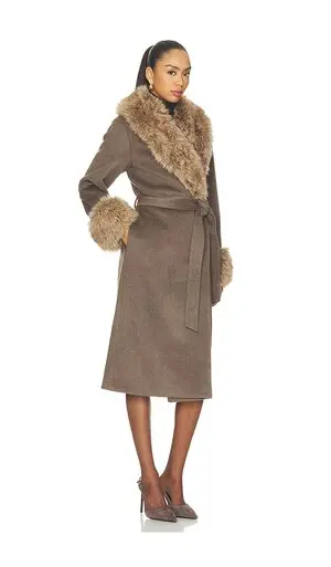 Simkhai Kinsley Belted Long Coat In Chocolate
