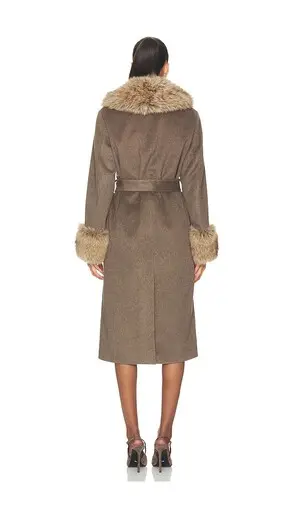 Simkhai Kinsley Belted Long Coat In Chocolate