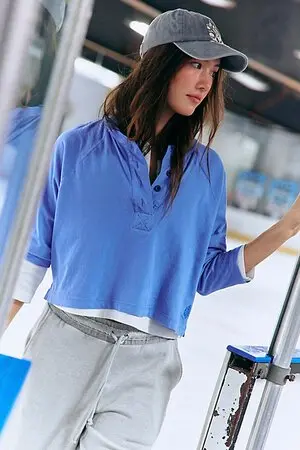 Free People Headstart Henley - Blue Harbor