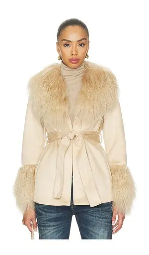 BUBISH Gigi Shearling Jacket In Beige - Caramel