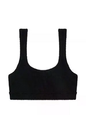 REINA OLGA Ginny Crinkled Bikini Top - Black