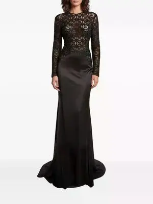 Elisabetta Franchi Embellished Flock Tulle Maxi Dress
