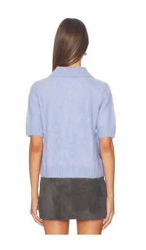 Rag & Bone Jada Brushed Cashmere Shortsleeve Cardigen In Baby Blue