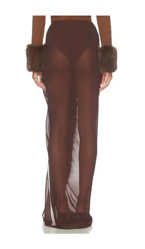 BRONX BANCO Mesh & Faux Fur Maxi Skirt