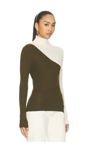 Essentiel Antwerp Koncert Bicolour Turtleneck In Olive