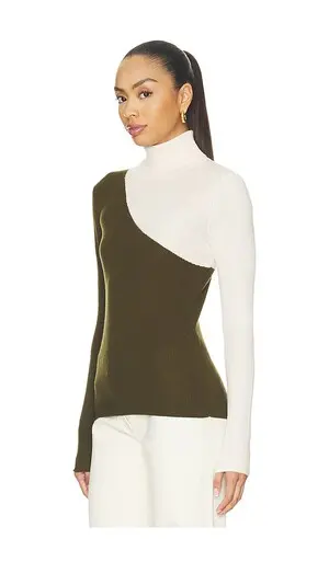 Essentiel Antwerp Koncert Bicolour Turtleneck In Olive