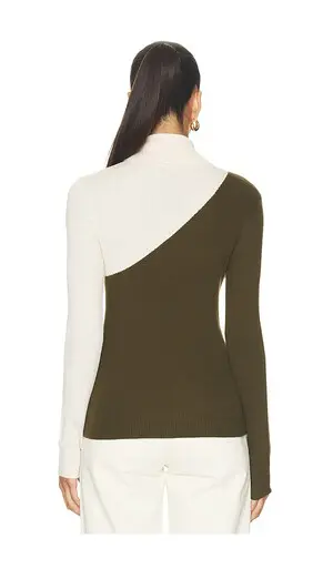 Essentiel Antwerp Koncert Bicolour Turtleneck In Olive