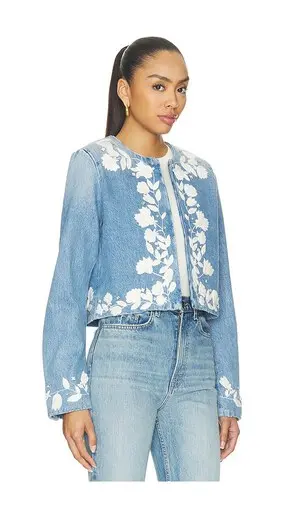 Citizens Of Humanity Flora Jacket With Floral Embroidery In Blue