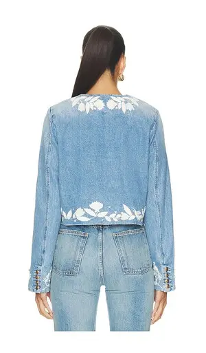 Citizens Of Humanity Flora Jacket With Floral Embroidery In Blue