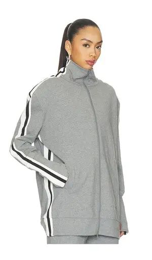 Norma Kamali Oversized Side Stripe Turtle Jacket In Grey