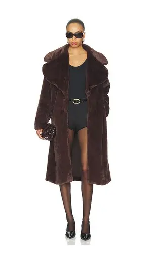 Superdown Willow Faux Fur Long Coat - Brown