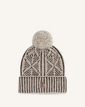 Moncler Alpaca, Wool And Nylon Blend Beanie With Pom-pom - Grey