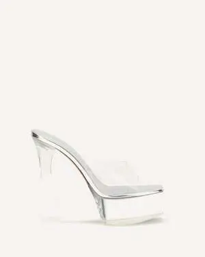 Amina Muaddi Dalida Plateau Sandals - Silver