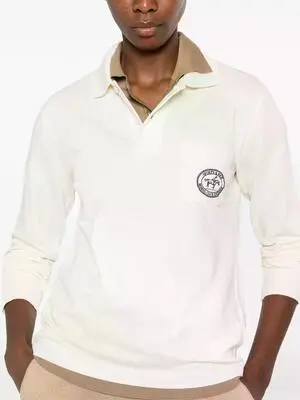 Sporty & Rich Perry Logo-patch Long-sleeve Polo Shirt