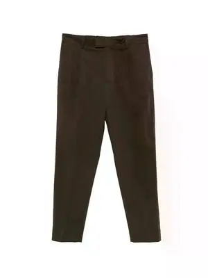 LOW BRAND Pleated-detail Elasticated-waist Trousers - Brown