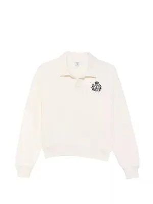 Sporty & Rich Elfa Logo-embroidered Polo-collar Sweatshirt - Neutrals