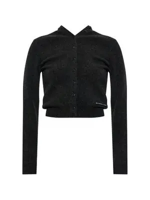 Alexander Wang Wool Cardigan With Logo Patch - Grey