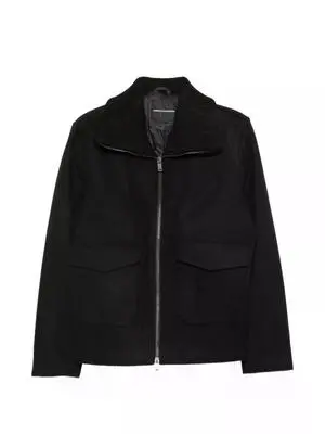 DANIELE ALESSANDRINI Ribbed-collar Zip-up Jacket - Black