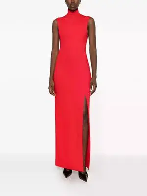 Solace London The Nanette High-neck Side-slit Maxi Dress - Red