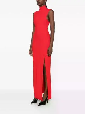 Solace London The Nanette High-neck Side-slit Maxi Dress