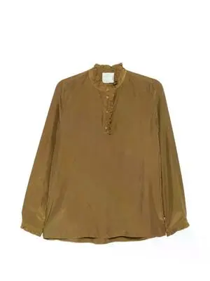 FORTE_FORTE Ruffled Long-sleeve Blouse - Green