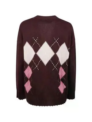 Pinko Wool And Cashmere Cardigan With Diamond Motif