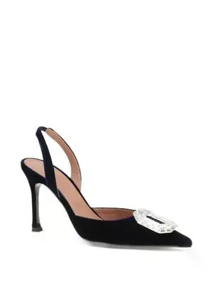 Amina Muaddi Camelia Crystal-embellished Sandals - Blue