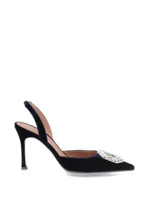 Amina Muaddi Camelia Crystal-embellished Sandals - Blue