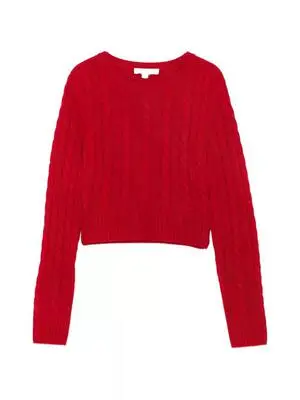 Sporty & Rich Jala Cable-knit Cropped Sweater - Red