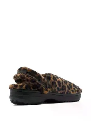 CROCS Classic Unfurgettable Leopard-print Faux-fur Mules